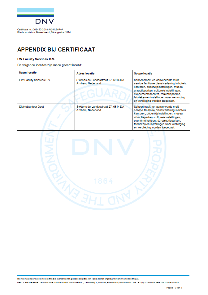 Veiligheid en kwaliteit | EW Facility Services